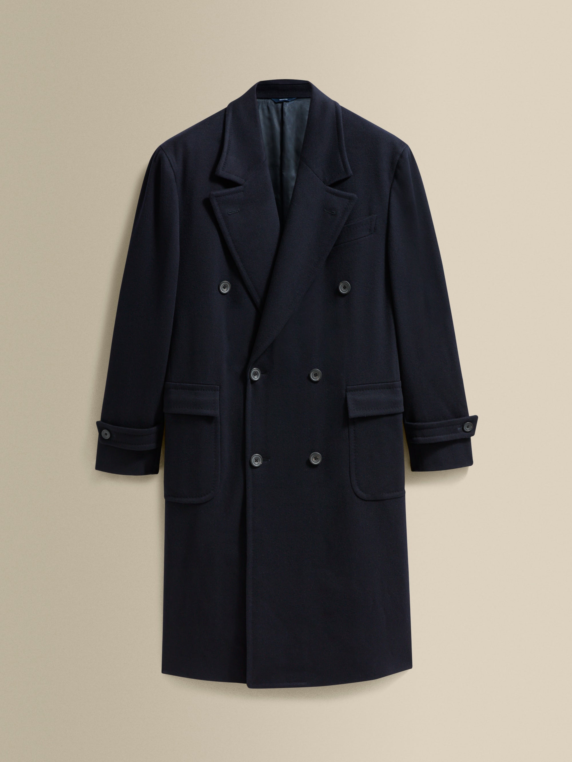 Men's Navy Double Breasted Wool Cashmere Overcoat – Thom Sweeney