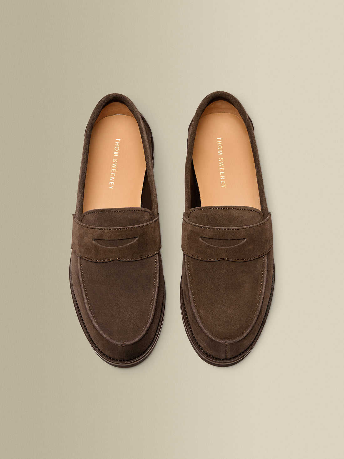Men's Dark Brown Suede Penny Loafer Shoes – Thom Sweeney