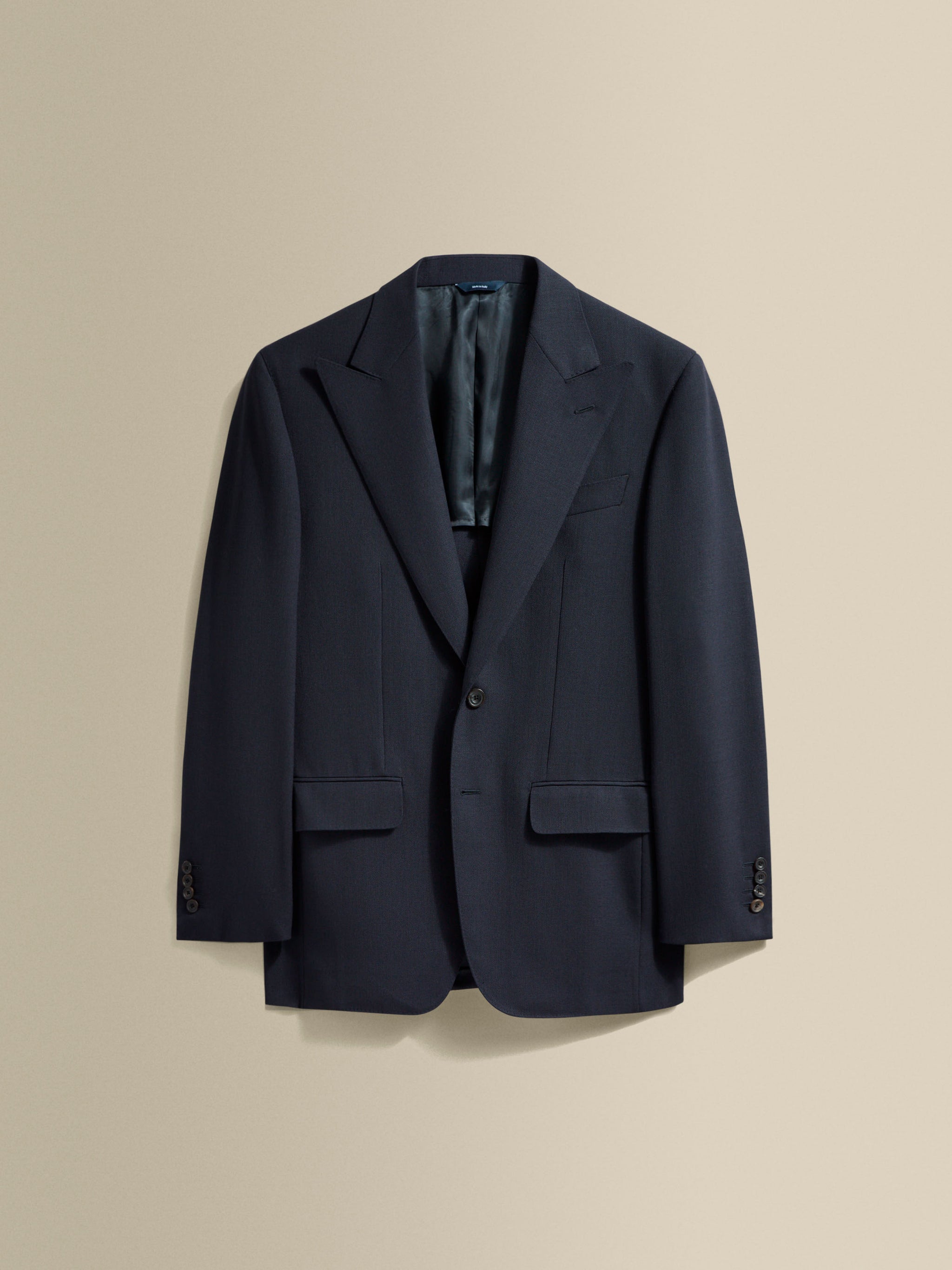 Men's Navy Wool Single Breasted Wide Peak Lapel Suit – Thom Sweeney