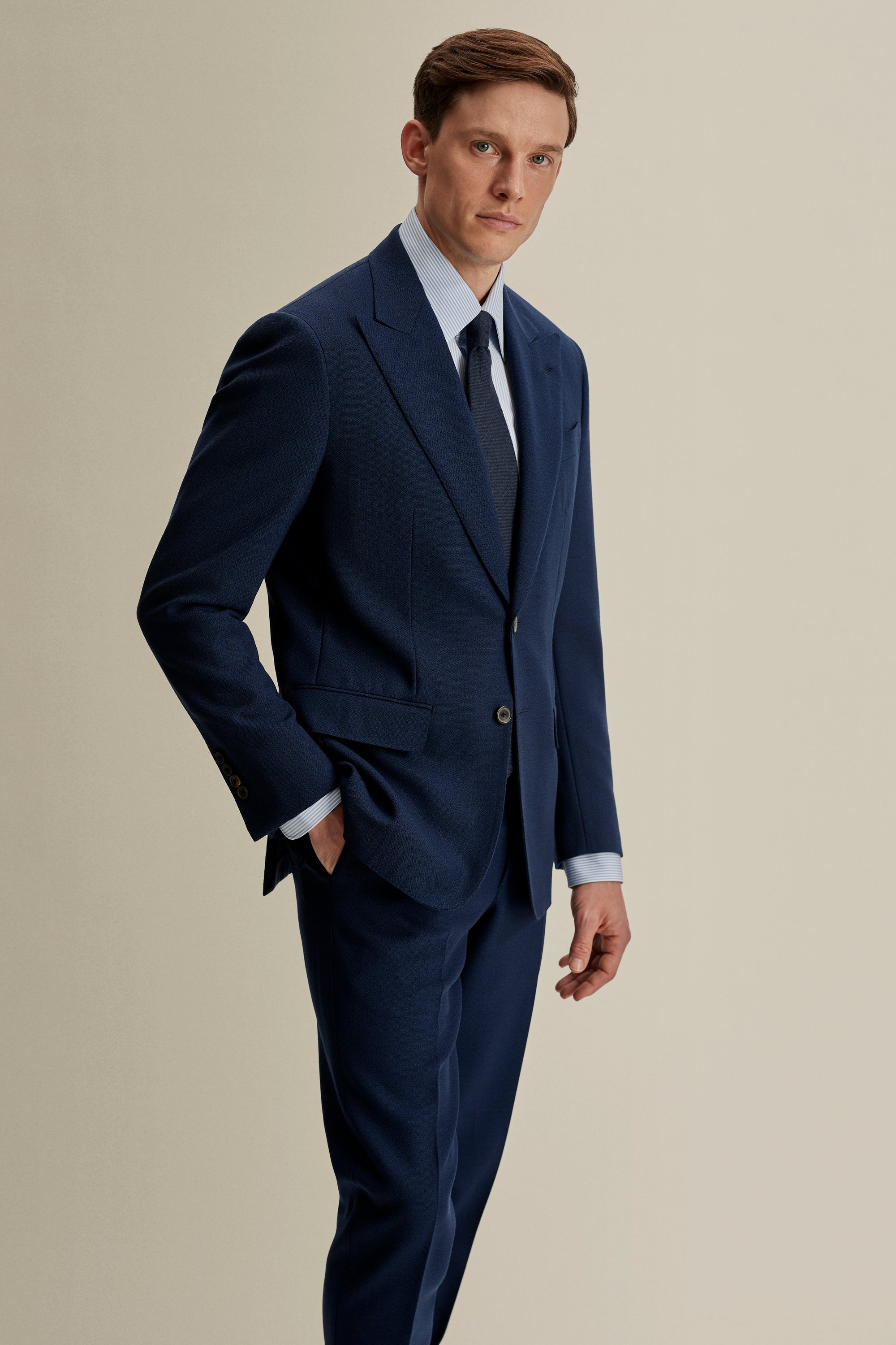 Men's French Navy Wool Single Breasted Wide Peak Lapel Suit – Thom Sweeney