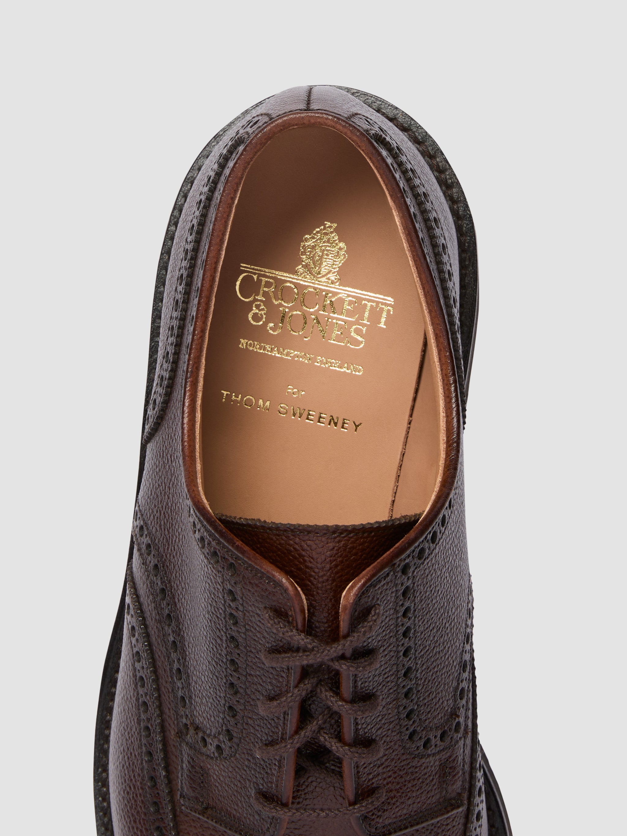 Men's Dark Brown Pebble Grain Leather Brogue Shoes – Thom Sweeney